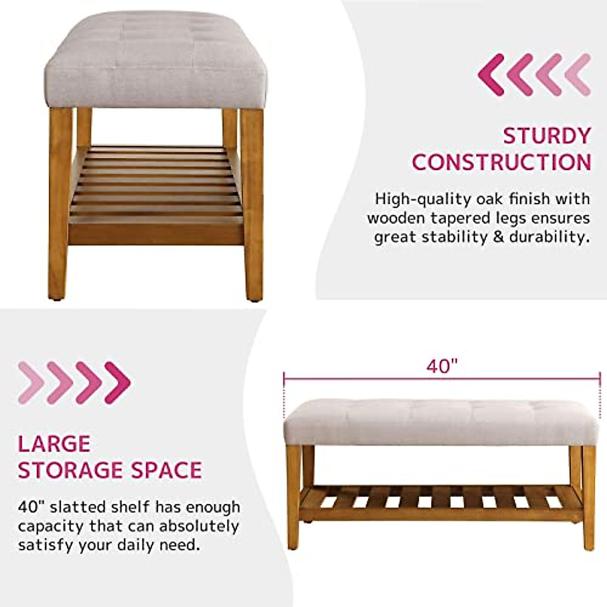 ACME Furniture Charla Bench, Light Gray & Oak, One Size