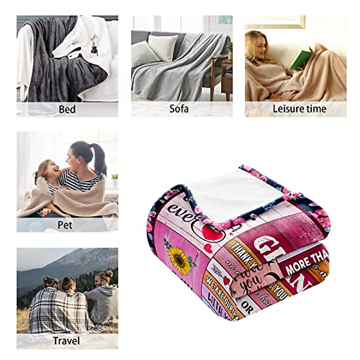 Grandma Gifts from Grandchildren, Best Grandma Birthday Gifts Unique Grandmother Blanket from Grandkids - Christmas, Mothers Day, Thanksgiving, Valentines Day Gifts for Grandma Throw Blanket 60"x50"