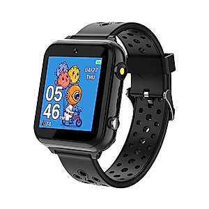 Jwatch Kids Smart Watch Phone Sos with 10 Stories 24 Puzzle Games Pedometer Boys Girls Gift for Birthday Christmas （Black）