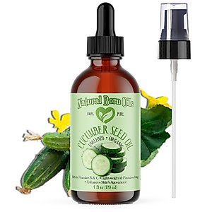 Natural Born Oils Cucumber Seed Oil. 4oz. 100% Pure and Natural, Organic, Cold-pressed, Unrefined, Moisturizer for Skin and Hair