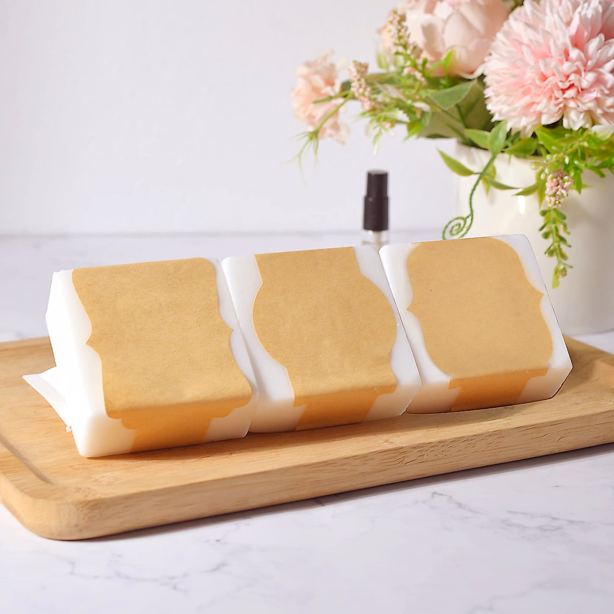 120 Pack Brown Kraft Soap Labels Stickers Soap Labels Soap Packaging Paper Wrap for Homemade Soap Soap Label Packaging Brown Kraft Soap Labels Soap Wrappers for Homemade Soap Packaging Supplies