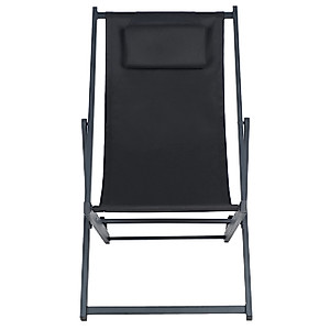 Safavieh PAT9039C-SET2 Outdoor Collection Camlin Black Adjustable Folding Set of 2 (Fully Assembled) Sling Chair Set