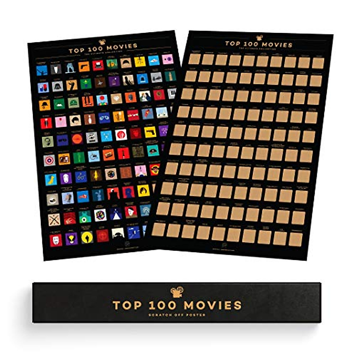 Enno Vatti Top 100 Movies Scratch Off Poster - Best Films To Watch Bucket List (16.5" x 23.4") - Ultimate Gift for Movie Lovers, Christmas, Easter, Valentine's Day