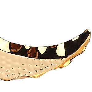 HERCHR Gold Decorative Serving Tray, Half‑Moon Shape Coffee Tea Tray Fruit Plate Coffee Serving Tray for Home Decoration