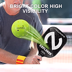 niupipo Pickleball Balls, Outdoor Pickleball Balls, USAPA Approved 40 Holes Pickle Balls for Tournament Play, Pickleball Balls, High Elasticity & Durable, Green, 12 Pickleball Balls Pack