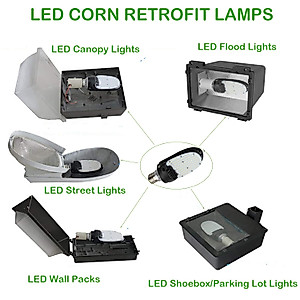 115W LED Shoebox Corn Retrofit Lamps - 5000K Daylight - Rotatable E39 Mogul Base - 15500 LM (500W MH Equiv.) - 180° Commercial LED Paddle Bulb - Retrofitting Parking Lot Wall Pack Flood Light