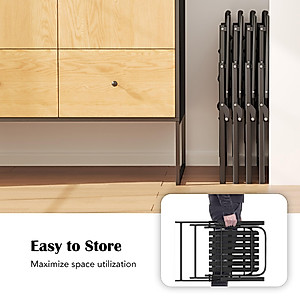 PIZZELLO Patio Folding Chairs Set of 4, Outdoor Foldable Dining Chairs with Armrests and High Back, All-Weather Portable Lawn Chair Sets for Garden Porch Poolside Deck, No Assembly Required, Black