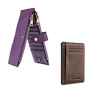 Travelambo Womens Multi Card Case Wallet & Front Pocket Minimalist Leather Slim Wallet