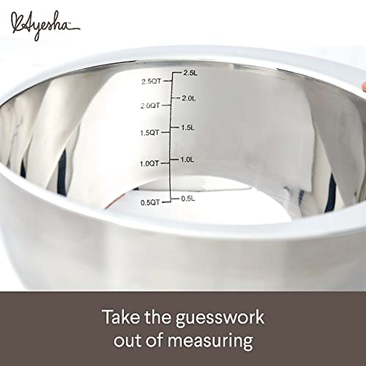 Ayesha Curry Kitchenware Pantryware Stainless Steel Nesting Mixing Bowls Set, 3 Piece, Silver with Color Accent Handles