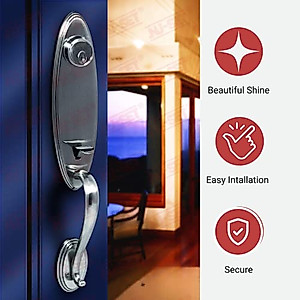 NU-SET Madrid Series Basic Satin Chrome Nickel Front Entry and Dummy Handleset for Double Doors