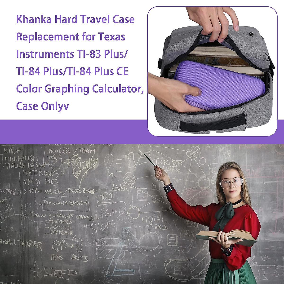 Khanka Hard Travel Case Replacement for Texas Instruments TI-83 Plus/TI-84 Plus/TI-84 Plus CE Color Graphing Calculator, Case Only (Infinitely Iris)