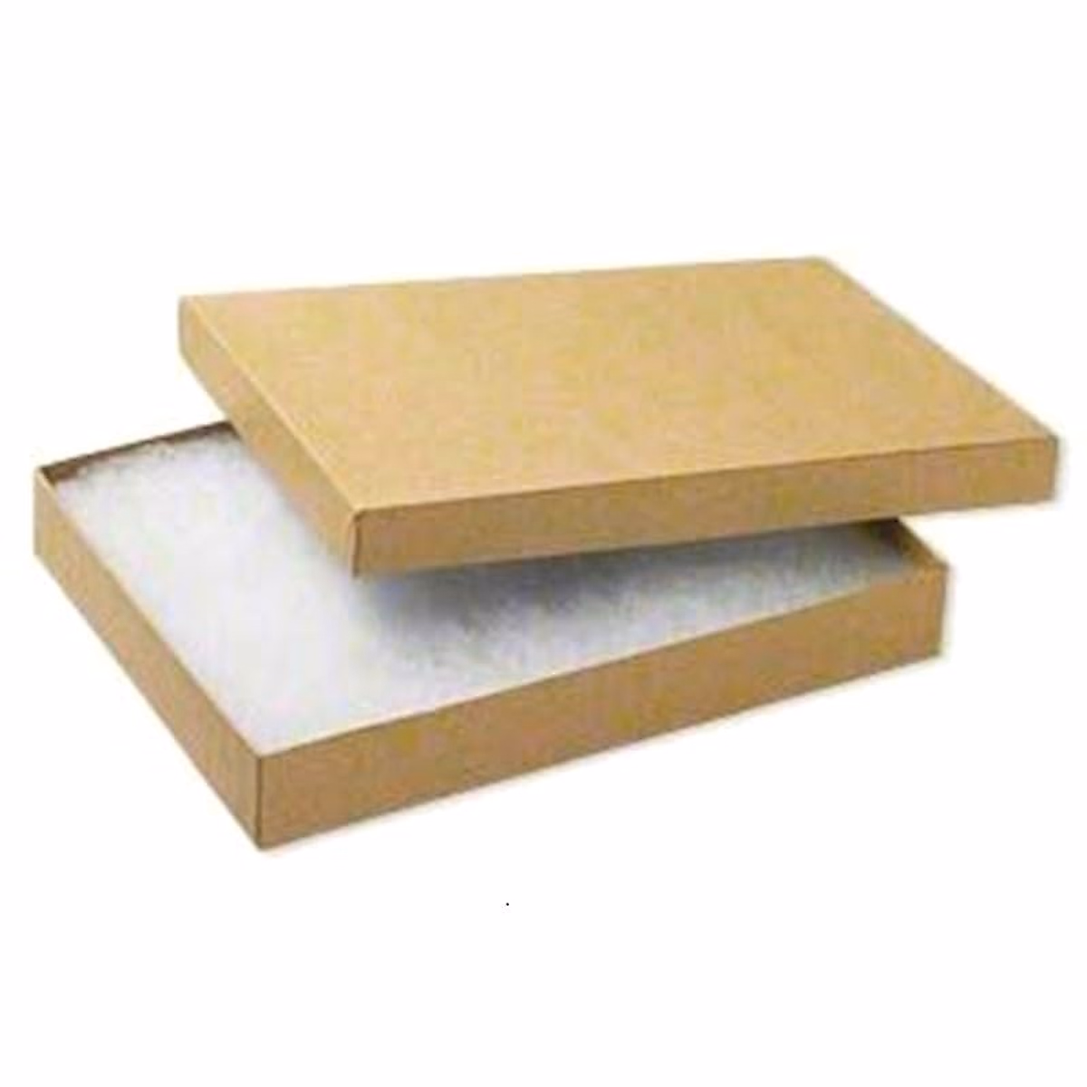 6 Pack Cotton Filled Brown Color Paper Cardboard Jewelry Necklace Bracelets Watch Gift and Retail Boxes Size 7 1/8" x 5 1/8" x 1 1/8" Inch - by R J Displays (Brown Kraft)