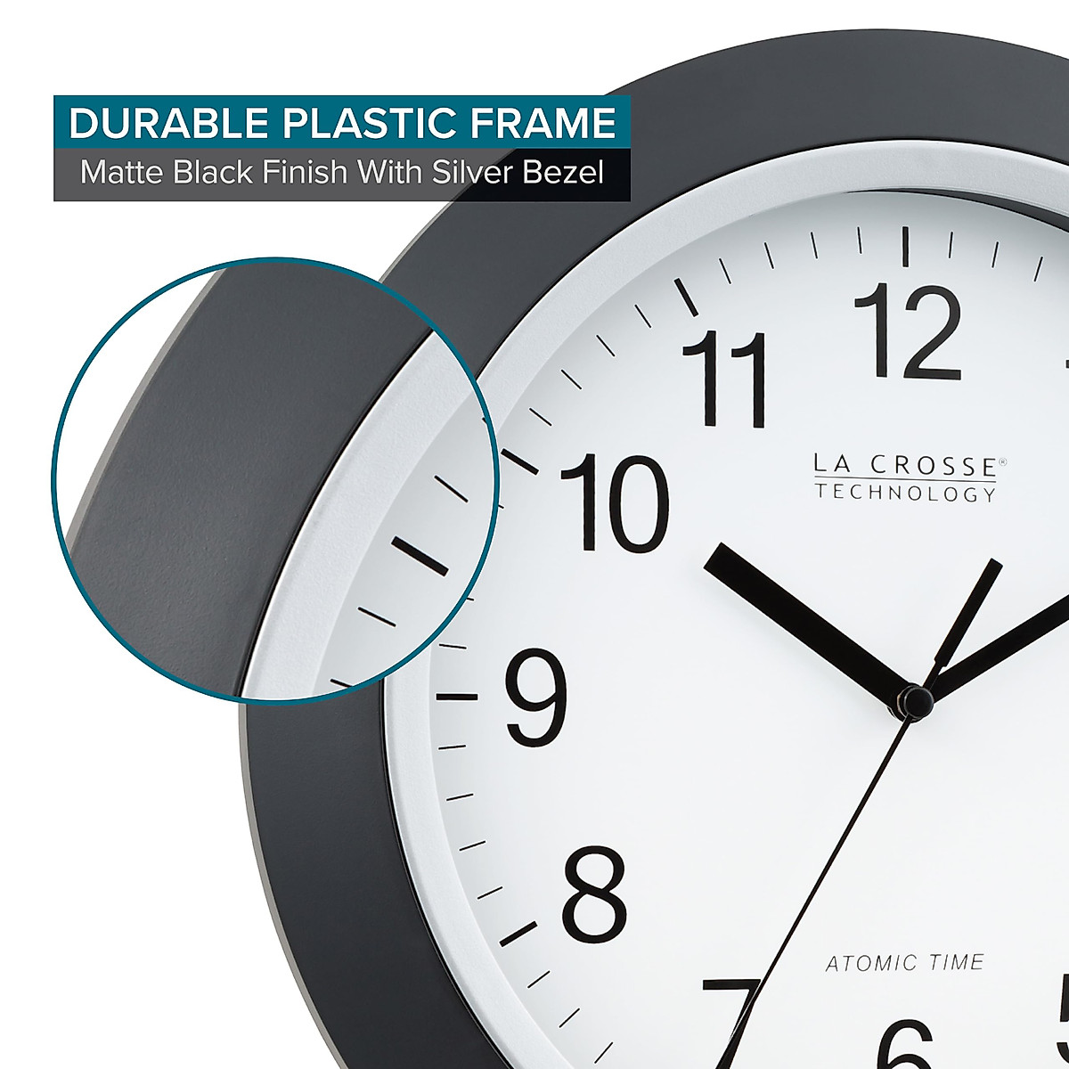 La Crosse Technology WT-3129B 12 Inch Atomic Analog Wall Clock, Pack of 1, Black