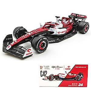 IYASFPFP Bburago 1:43 2022 Alfa Romeo F1 Racing Team C42 #24 Guanyu Zhou #77 Valtteri Bottas Alloy Car Diecast Car Model Toy Collection (2022 C42 NO.24 w/ Acrylic Box)