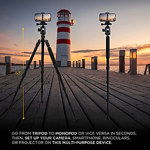KODAK Photo Gear 63” Tripod & Monopod with 360° Ball Head | Premium Professional 2-in-1 Aluminum Camera Stand with Bluetooth Remote Control & Smartphone Adapter | Compact & Portable for Work & Travel