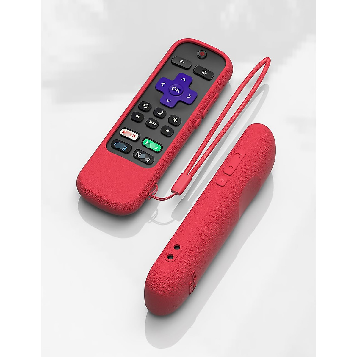 Roku Voice Remote Cover for Roku Voice Remote Pro 2nd Ed(2024), Roku TCL RC580,Stick 4k+,RCA1R 2022,RCAL7R Remote Shockproof Silicone Protective Case for Streaming Stick 4K with Remote Loop(Red)