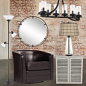 360 Lighting Riley Rustic Farmhouse Torchiere Floor Lamp Standing 72" Tall Painted Bronze Brown Metal 3-Light Clear Glass Shade for Living Room Reading Bedroom Office House Home Decor