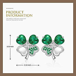 St Patricks Day Earrings Shamrock Earrings Four Leaf Clover Studs for Women Sterling Silver Celtic Knot Green Irish Shamrock Jewelry Charms Lucky Gifts