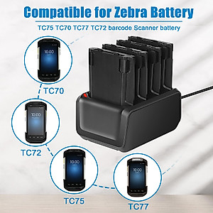 REACELL 4 Slots Battery Charging Cradle for Zebra Symbol TC70,TC77,TC72,TC75 Battery, Charging Accessories for Zebra Scanner Battery
