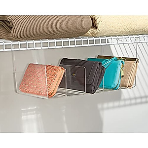 mDesign Plastic 5 Compartment Hanging Closet Storage Organizer Tray, Divided Sections for Holding Sunglasses, Wallets, Clutch Purses, Accessories, Hangs Below Shelving, Grypp Collection - Clear