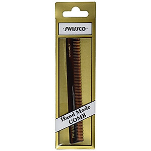 Moustache and Beard Comb by Swissco | Hair Comb for Men | Handmade Tortoise Combs for Men | Pocket Comb,Brown,4.5 Inch comb