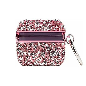 GJCC Glitting Design for AirPods 3 Cases Luxury Glitter Crystals Stylish Design Cover for AirPods3 Charging Case Headphone Case with Keychain Bluetooth Flash Drill pc Electroplating