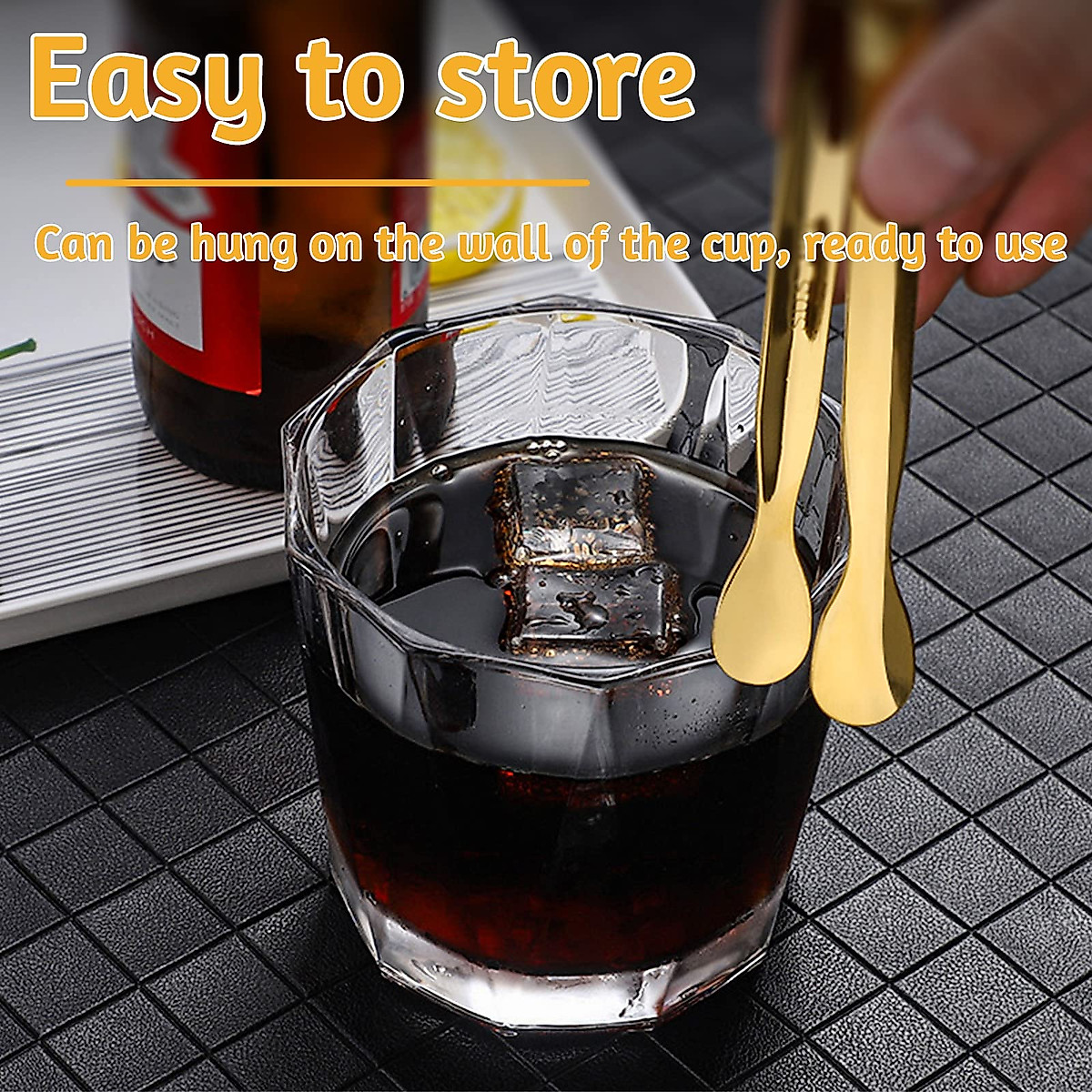 6 Pieces Mini Ice Tongs Sugar Tongs, Gold Stainless Steel Small Serving Tongs for Appetizers, Desserts, Coffee, Tea Party, Bar