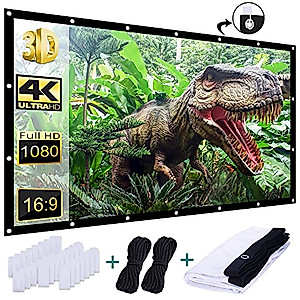 Outdoor Projection Screen 150 inch, Washable Projector Screen 16:9 Foldable Anti-Crease Portable Projector Movies Screen for Home Theater Outdoor Indoor Support Double Sided Projection…