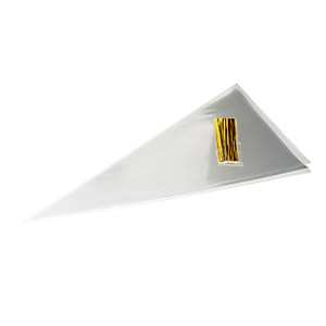 Hustar Cone Treat Bags, 7"x15" 100pcs Large Clear Cellophane Bags for Popcorn with 100pcs ties