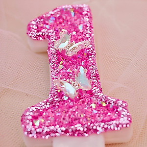 Saododku Birthday Candles, Number Candles for Birthday Cakes with Butterfly, Pink Birthday Candles Sparklers, 3.2" Cake Candles for Cake Topper Decoration, Party/Festival Celebration(Number 5)