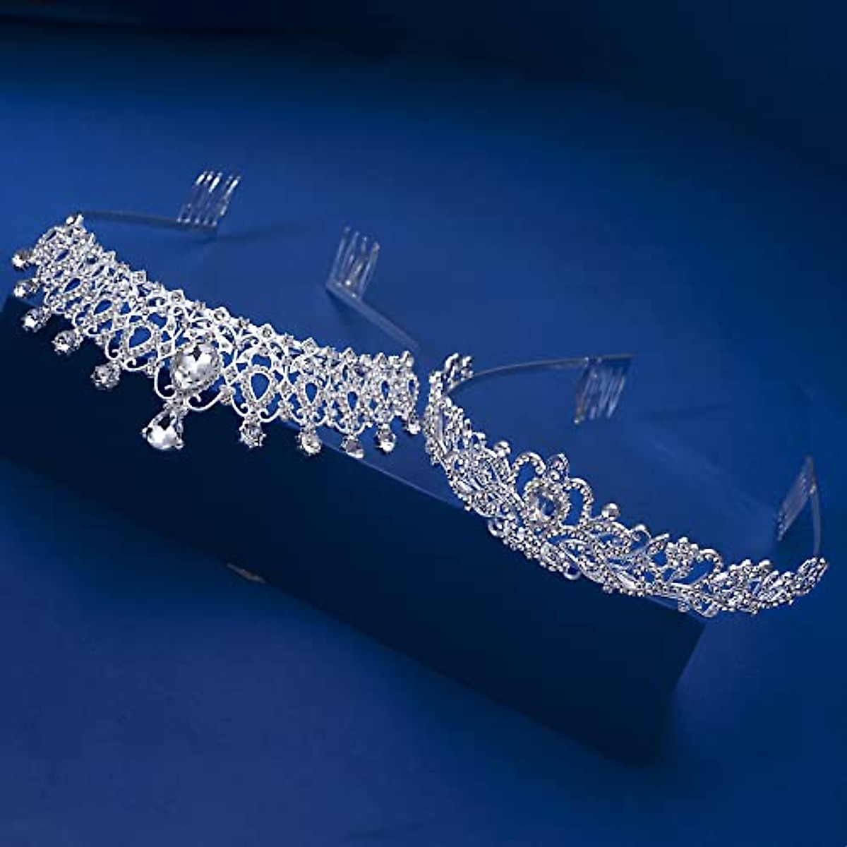 2 Pack Tiara Crown Jewelry Gift for Women Girls, Headband Headpiece Silver Crystal Rhinestone Diadem Princess Birthday Yallff Crown with Comb, Bridal Wedding Party Bridesmaid Prom Pageant Gift.