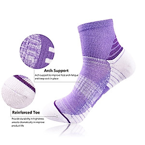 J.WMEET Women's Athletic Ankle Socks Quarter Cushioned Running Socks Hiking Performance Sport Cotton Socks 6 Pack (Multicolor)