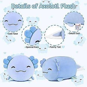 Storagex Axolotl Plush Toy, 13.8 Inches Cute Axolotl Stuffed Animal Kawaii Stuff Plushies for Kid Soft Blue Axolotl Pillow for Girl for Teens (Blue Axolotl, 13.8")