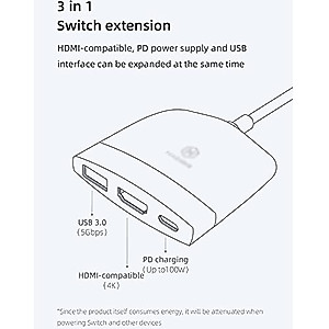 CUJUX Multi-Function Portable Docking Station USB C to 4K HDMI-Compatible USB 3.0 PD for MacBook Pro (Color : Red Blue)
