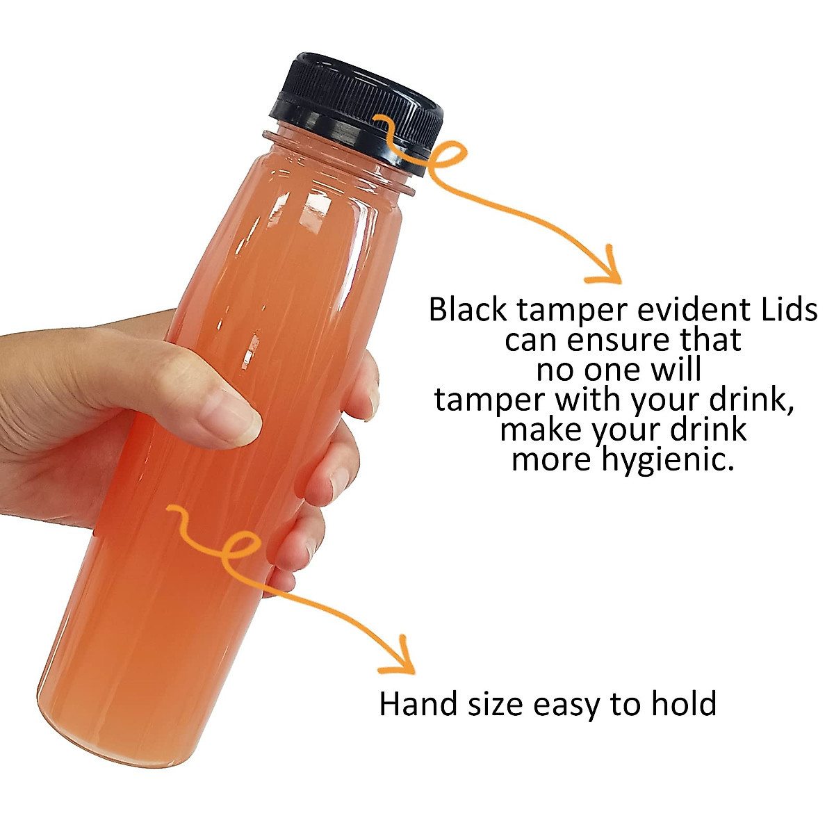 BPFY 30 Pack 10oz Empty Plastic Juice Bottles with Caps Reusable Clear Beverage Containers with Black Tamper Evident Lids, Funnel, Plastic Smoothie Bottles for Juice, Milk, Water, Coffee