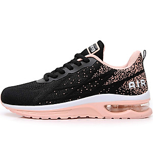MAFEKE Women Air Athletic Running Shoes Fashion Tennis Breathable Lightweight Walking Sneakers (Peachblack US 7 B(M)