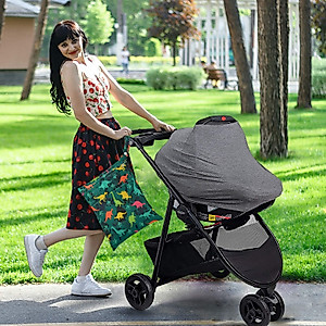 Qilmy 2pcs Dinosaur Wet Dry Bag Waterproof Reusable Baby Cloth Diaper Wet Dry Organizer for Travel, Beach, Stroller, Diapers, Wet Swimsuits, Toiletries