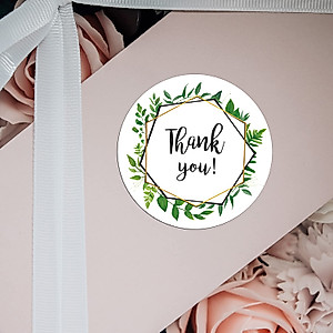 Greenery Wreath Thank You Stickers, 2 inch 50Pcs Self-Adhesive Thank You Labels Great for Wedding, Small Business, Bakeries, Handmade Goods Birthday Party Favors Labels & Mailing Supplies.