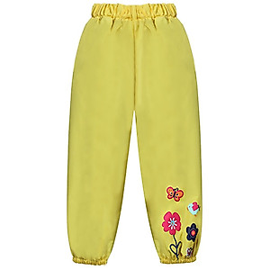 LZH Girl Baby Kid Waterproof Hooded Coat Jacket Outwear Suit Raincoat Hoodies with Pants Yellow 3T(For Age 2-3Y)