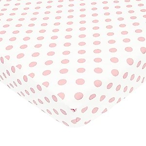 American Baby Company 100% Natural Cotton Percale Fitted Crib Sheet for Standard Crib and Toddler Mattresses, Baby Pink Dots, Soft Breathable, for Girls