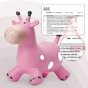 EVERICH TOY Giraffe Bouncy Horse Hopper for Toddlers, Bouncy Animals Jumping Horse, Inflatable Ride on Bouncer Hopping Toys Gifts for Boys and Girls 18 Months 2 3 4 5 6 Years Old