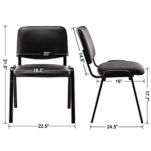 Black Comfort Office Waiting Room Chairs Stackable Chairs no Arms, PU Ergonomic Reception Chairs Set of 10, Conference Chairs Desk Guest Chairs for Meeting Room, Lobby, Events, Hall, Training Room