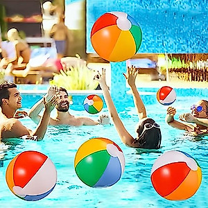 Mcftvun Beach Balls Bulk, 12 Pack -12" Inflatable Swimming Pool Toys for Kids & Adults Summer Beach Toys for Water Games, Hawaiian Tropical Theme Party Decorations Favors Supplies