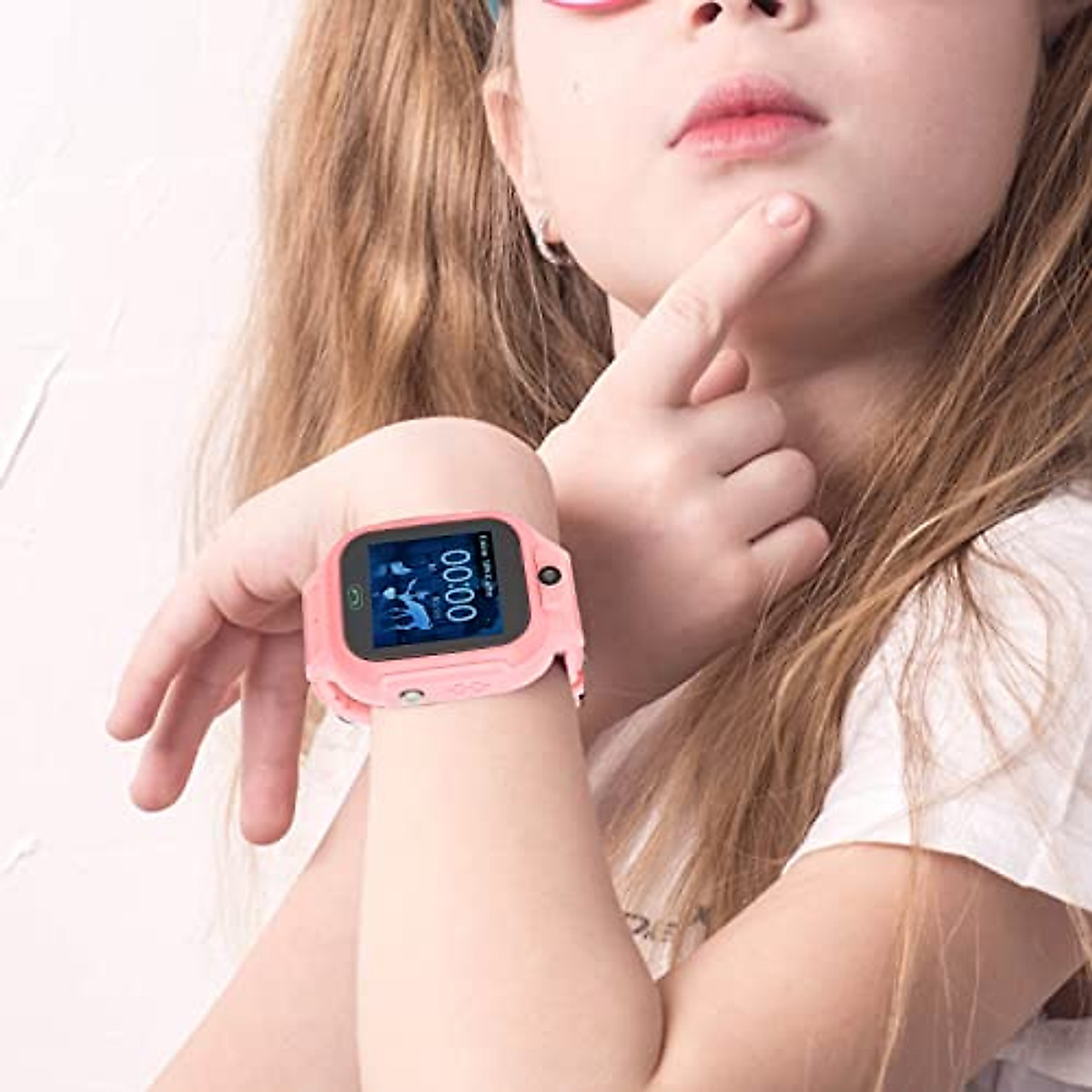 Smart Watch Phone, Waterproof HD Touchscreen Camera Flashlight Music Player with SOS Alarm, Digital Watches for Teens Students Ages 5 to 12, Support Turn Off The Watch Remotely (Pink)