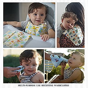Omilion Receiving Blanket for Baby – 4 Pack – 30 inch x 30 inch – 100% Flannel Cotton - Mixed Patterned Designs – Includes Infant Washcloth 30 Pack