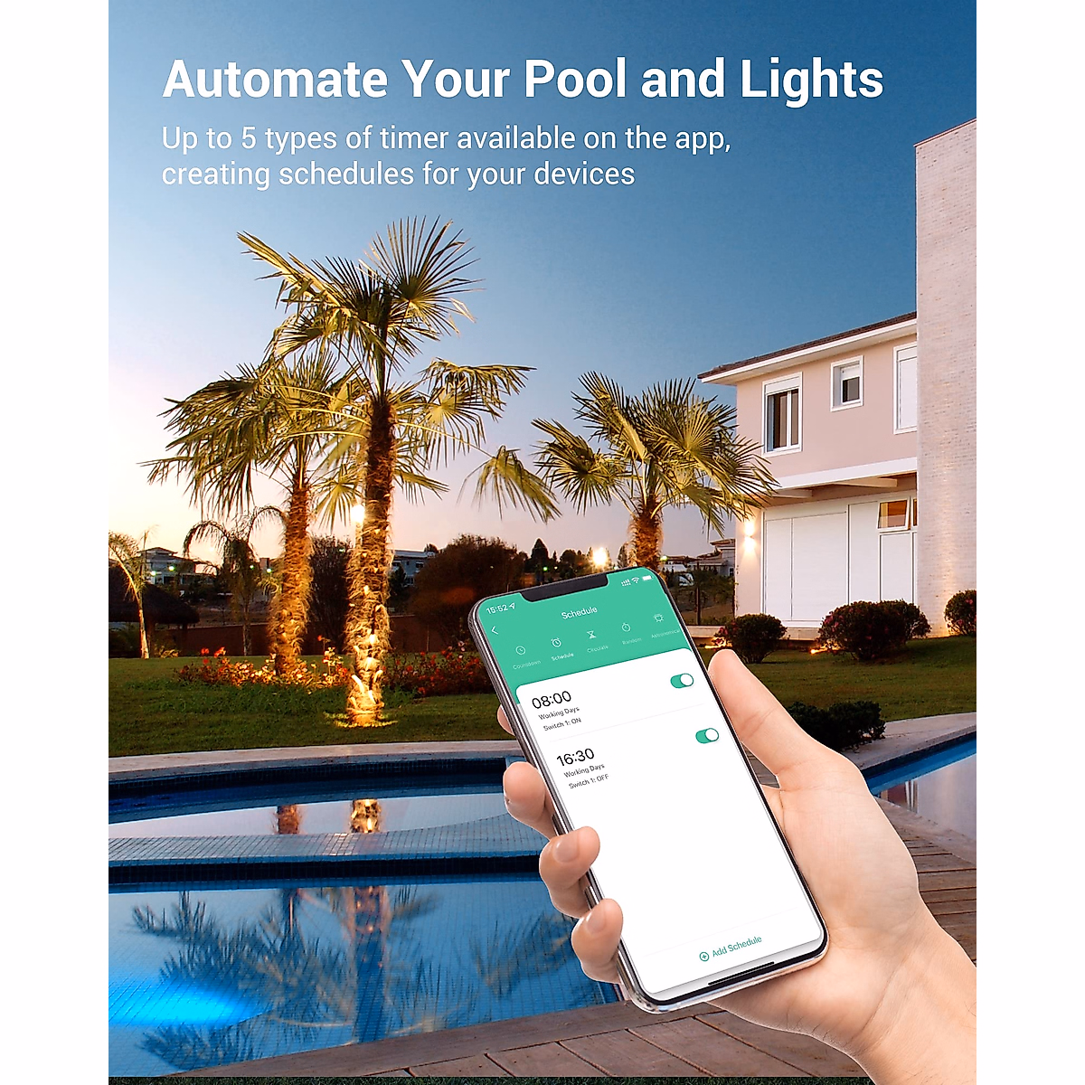 DEWENWILS Pool Timer, WiFi Pool Pump Timer, Heavy Duty 40A 120-277 VAC 2HP Wireless Controller Timer for Pool, Water Heater, Works with Alexa, Google Assistant, Smart Life, ETL Listed