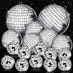 17 Pack Large Disco Ball Hanging Disco Ball Small Disco Ball Mirror Disco Balls Decorations for Party Wedding Dance and Music Festivals Decor Club Stage Props DJ Decoration (6 Inch, 3 Inch, 2 Inch)