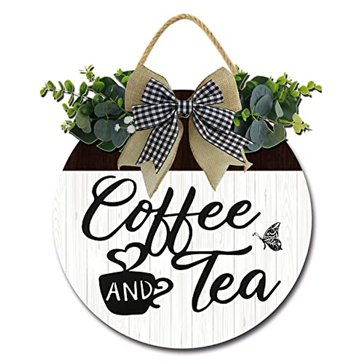 Sokomurg Coffee and Tea Coffee Bar decor sign Rustic Farmhouse Wooden Round Retro Coffee Bar Decor Coffee Lover Coffee Station Decor Home Office Kitchen Wall Decor
