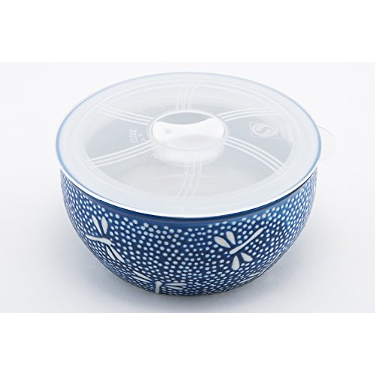 Microwave Ceramic Bowl With Lid Ideal For Food Prep Food Storage Meal Planning (Blue Dragonfly 5")
