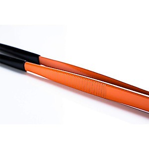 XYZReptiles Snake Feeding Tongs Stainless Steel Reptile Feeding Tongs With PVC Safety Tip (8 inch, Orange)